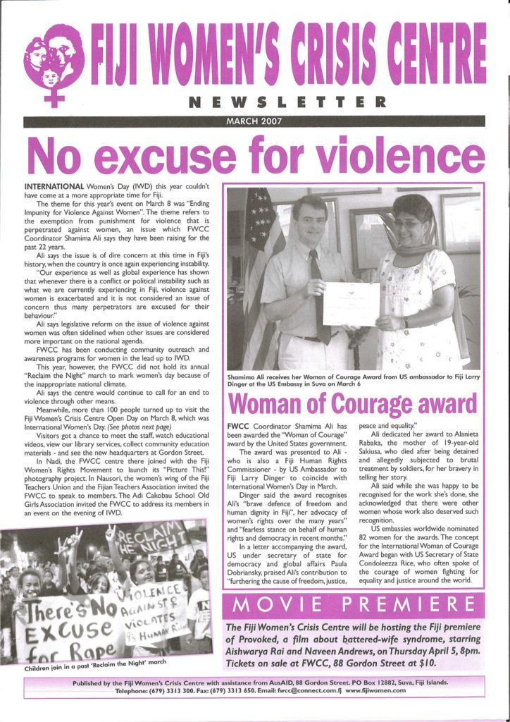 FWCC Issue March 2007 — Fiji Women’s Crisis Centre